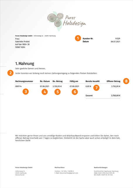 Mahnungen schreiben