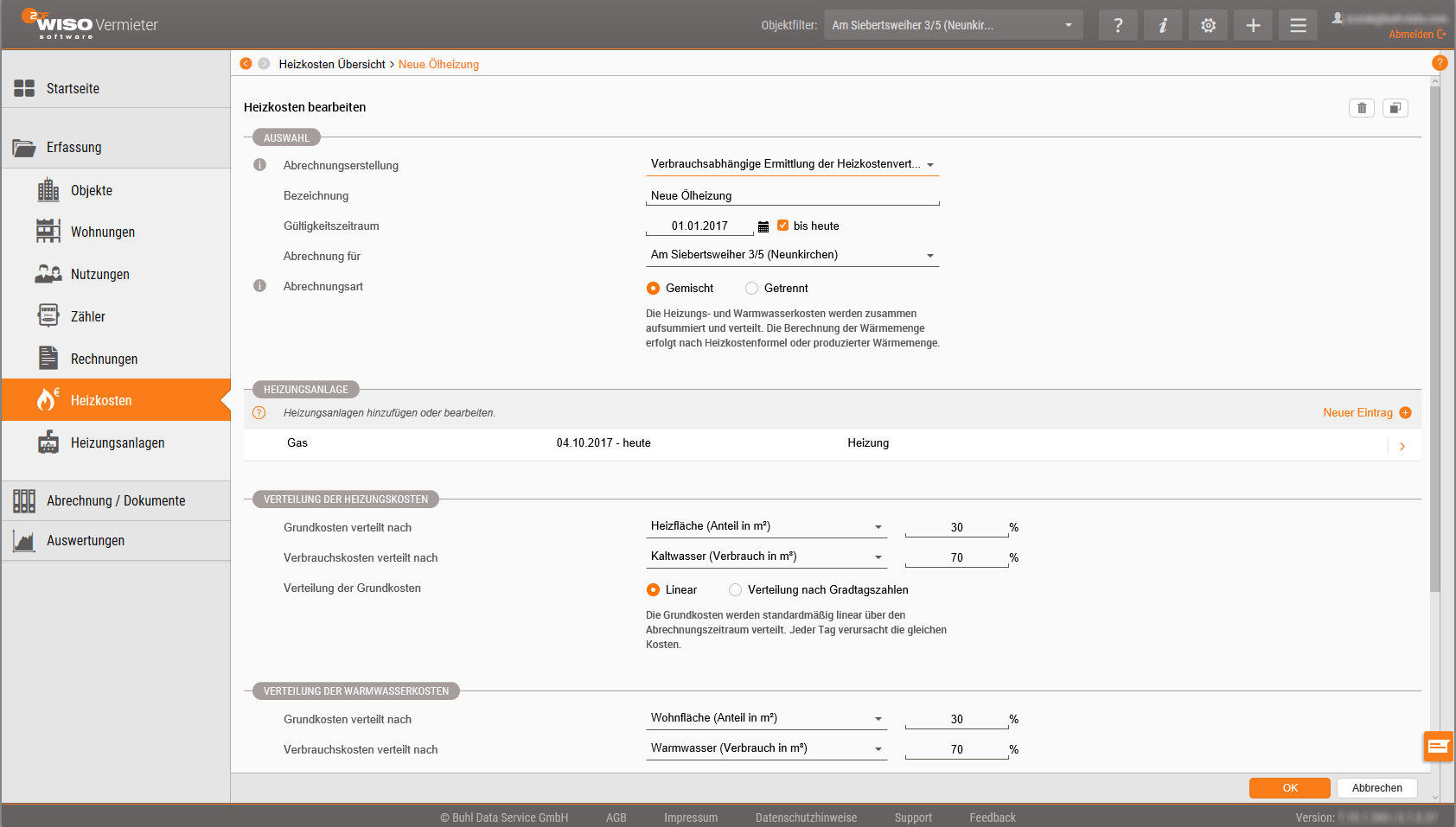 WISO Vermieter-Web - Nebenkosten abrechnen